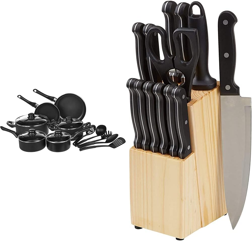 Amazon.com: Amazon Basics Non-Stick Cookware Set, Pots, Pans and ...