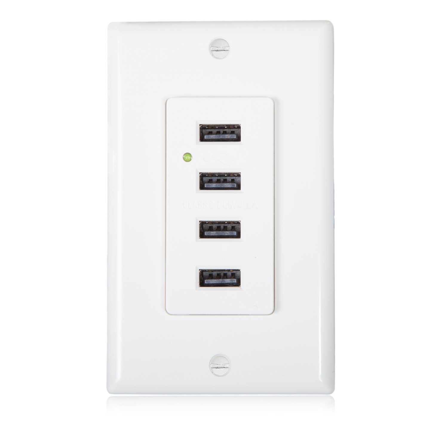 Maxxima 4.2A High Speed 4 USB Wall Outlet, Horizontal Charger Ports ...