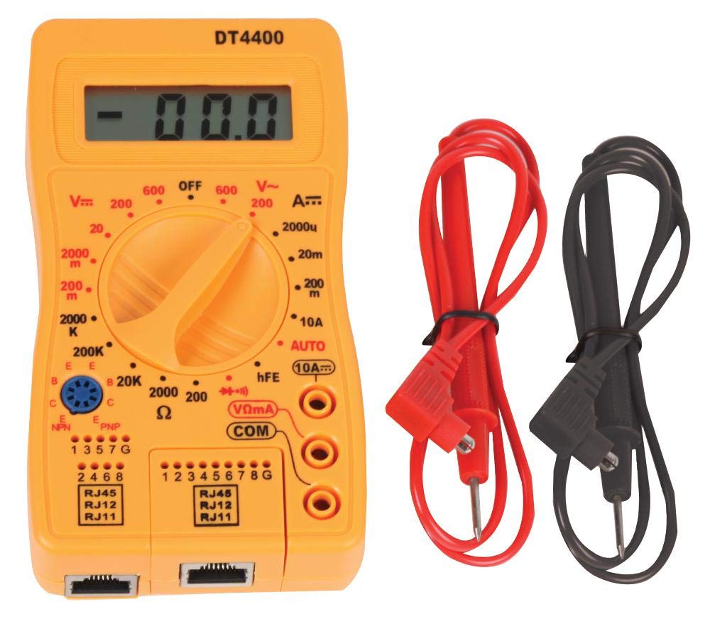 DURATOOL D03305 600V AC/DC Network Digital Multimeter, Yellow : Amazon ...