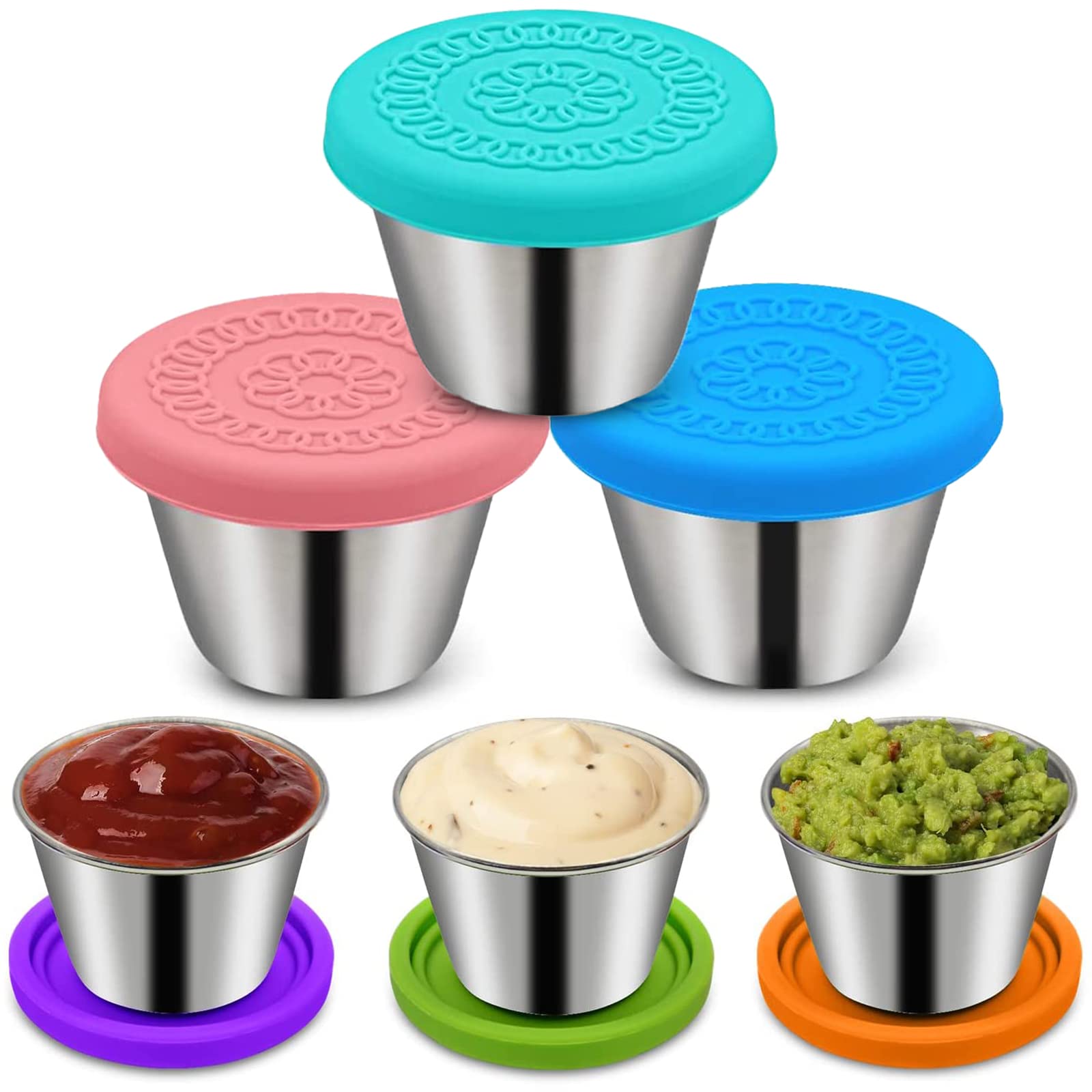 Salad Dressing Containers with Lids 6 Pack 2.4oz/70ml Small Condiment ...
