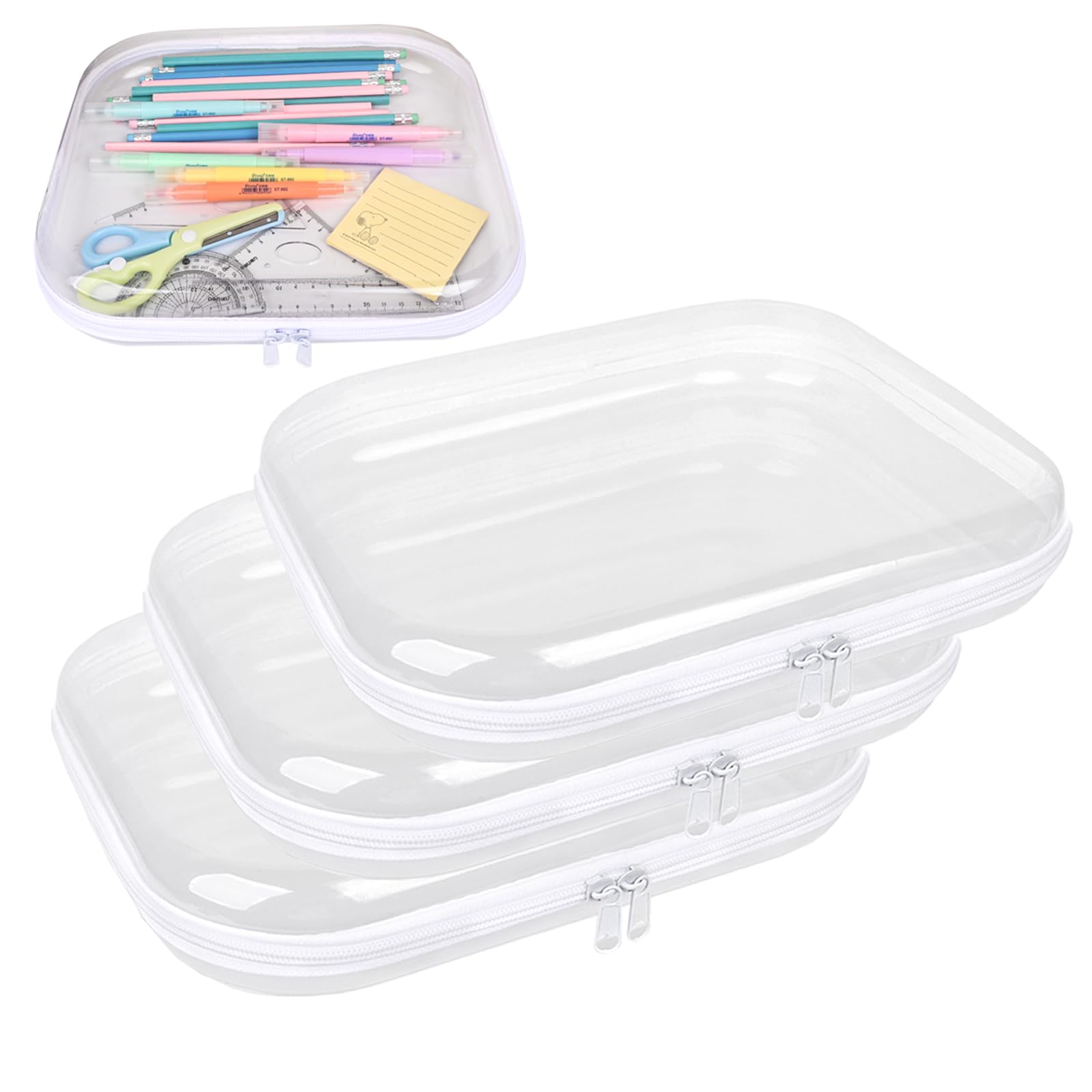 Amazon.com: honitty Clear Hard Shell Zipper Case,3PCS Transparent Clear ...