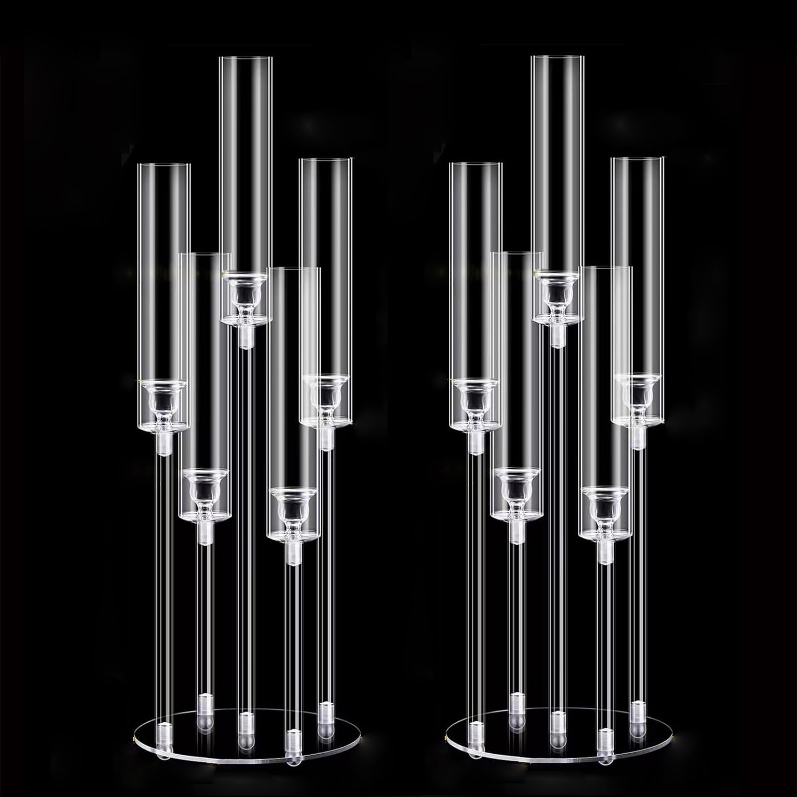 Amazon.com: Cutora 1 PACK 5 Arms Acrylic Candelabras Centerpieces for ...