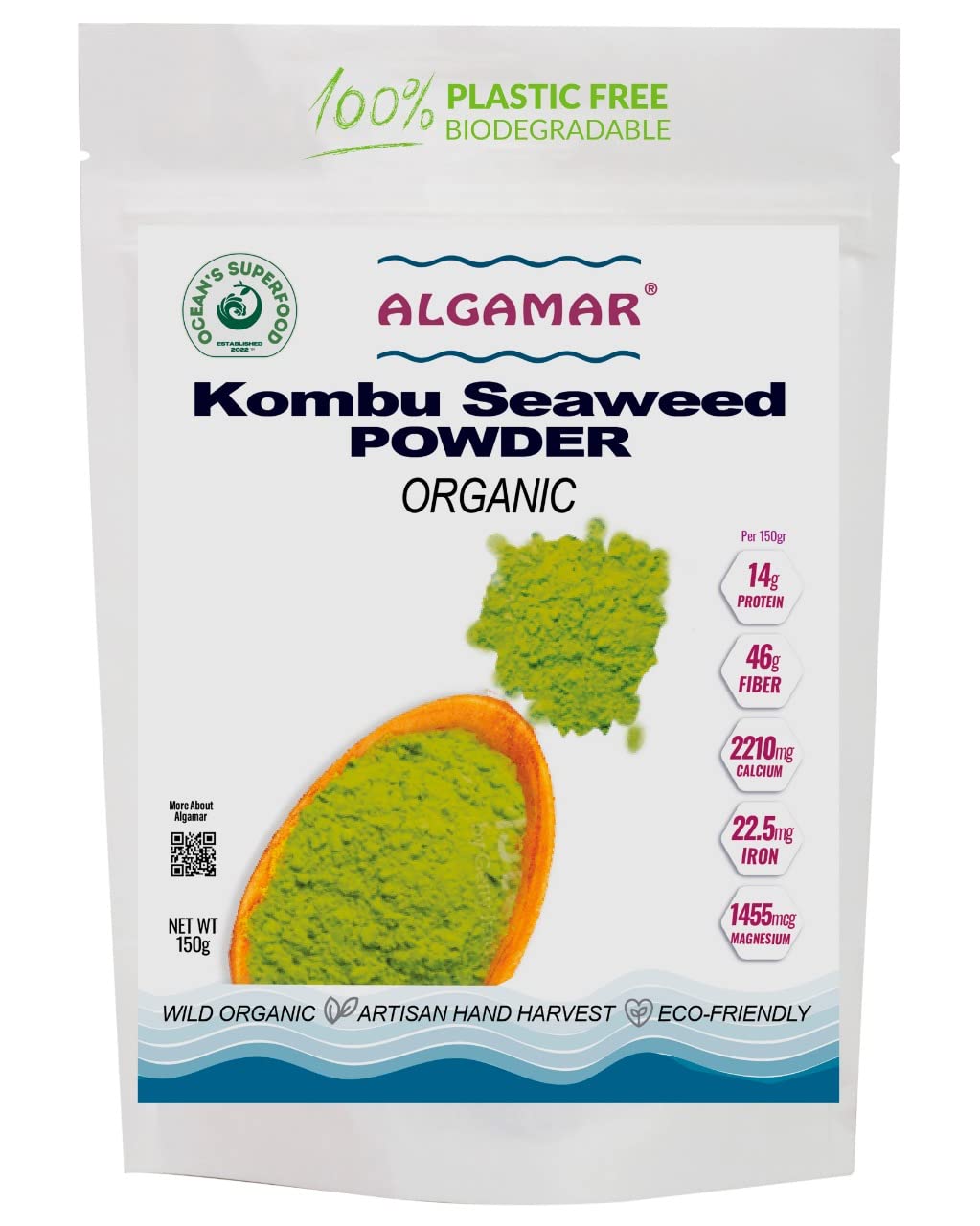 Amazon.com : ALGAMAR Kombu, Wakame and Sea Spaghetti Powder 150g Bag ...