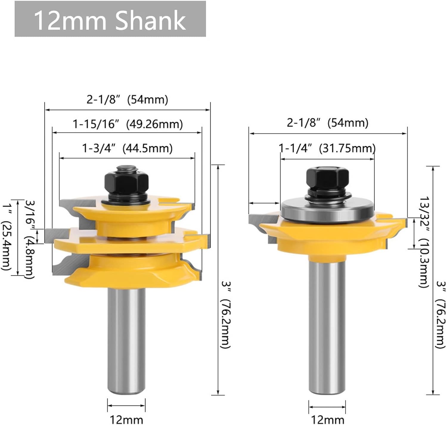 Amazon.com: Five Domains Router bits 2pc Set 1/2"(12.7mm)/12mm Table ...