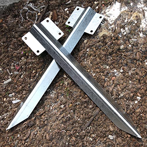 Pack of 5 Heavy Duty galvanised Steel Metal Fixing Peg Timber Corner ...