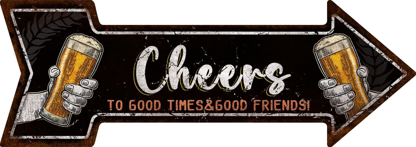 Amazon.com : Mukuko Decor Cheers Arrow Tin Metal Sign Bar Pub Man Cave ...