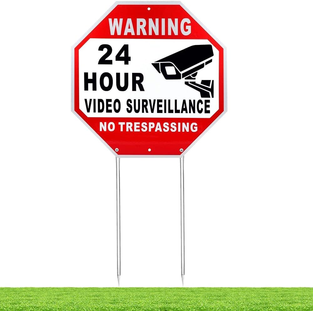 Amazon.com : Kichwit Video Surveillance Sign No Trespassing Reflective ...