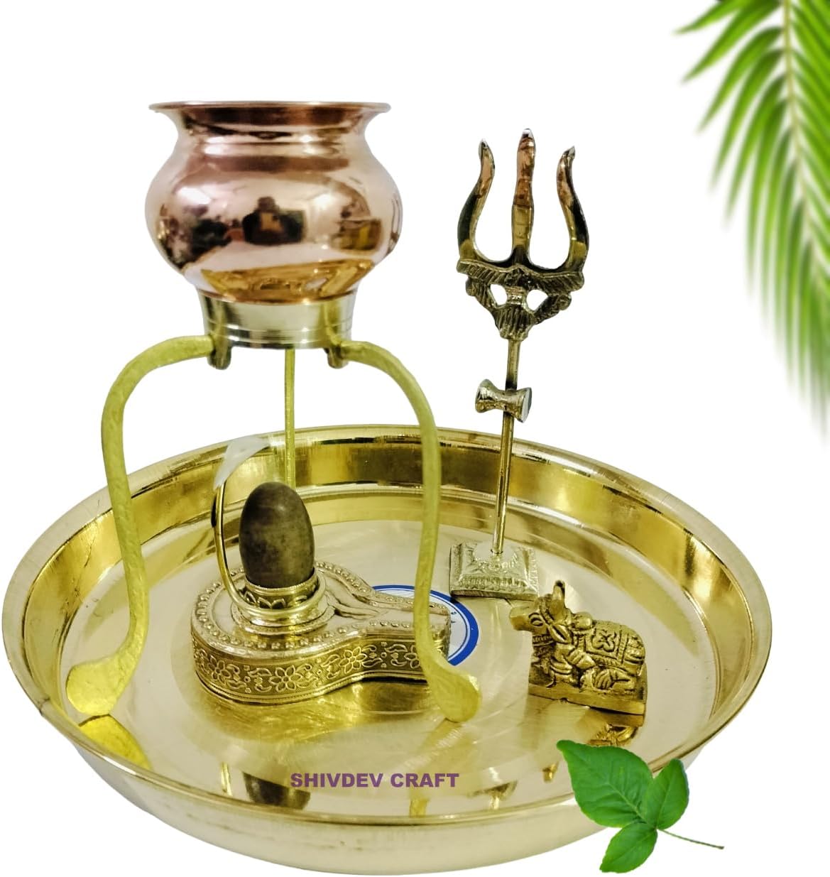 Buy White Shiva Lingam Marble Stone Set Stand and Abhishek Lota Kalash ...