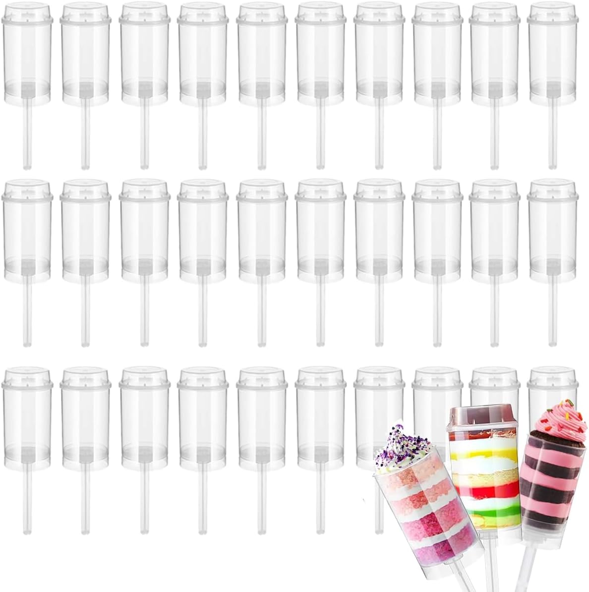 Amazon.com: 26 Pack Round Shape Clear Push-Up Cake Pop Shooter (Push ...