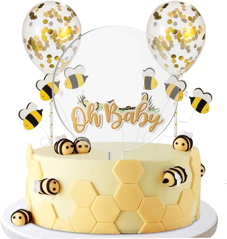 Amazon.com: Cake Topper Oh Baby Acrylic Cake Topper with Cute Bees and ...