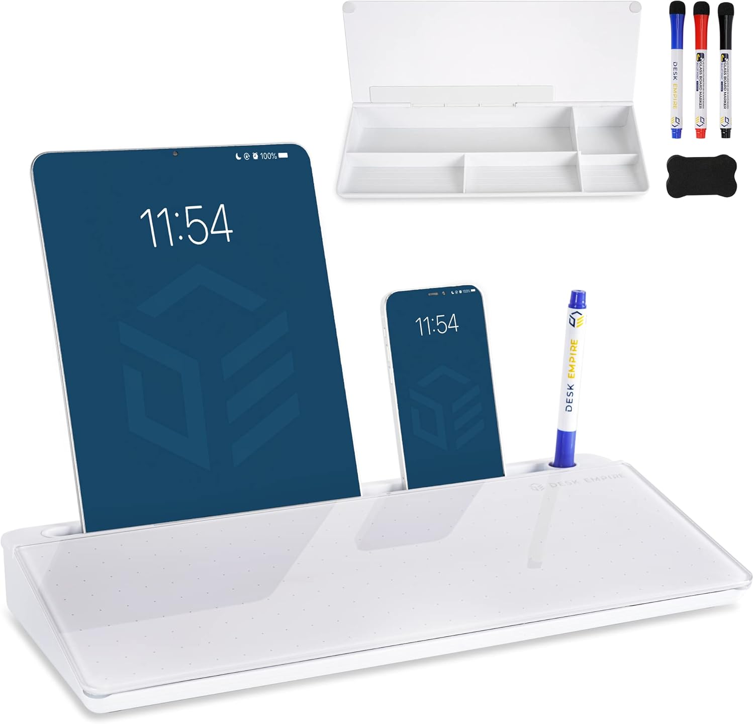Desk Empire Deskaniser Desktop Whiteboard - Dotted Glass Dry Erase ...