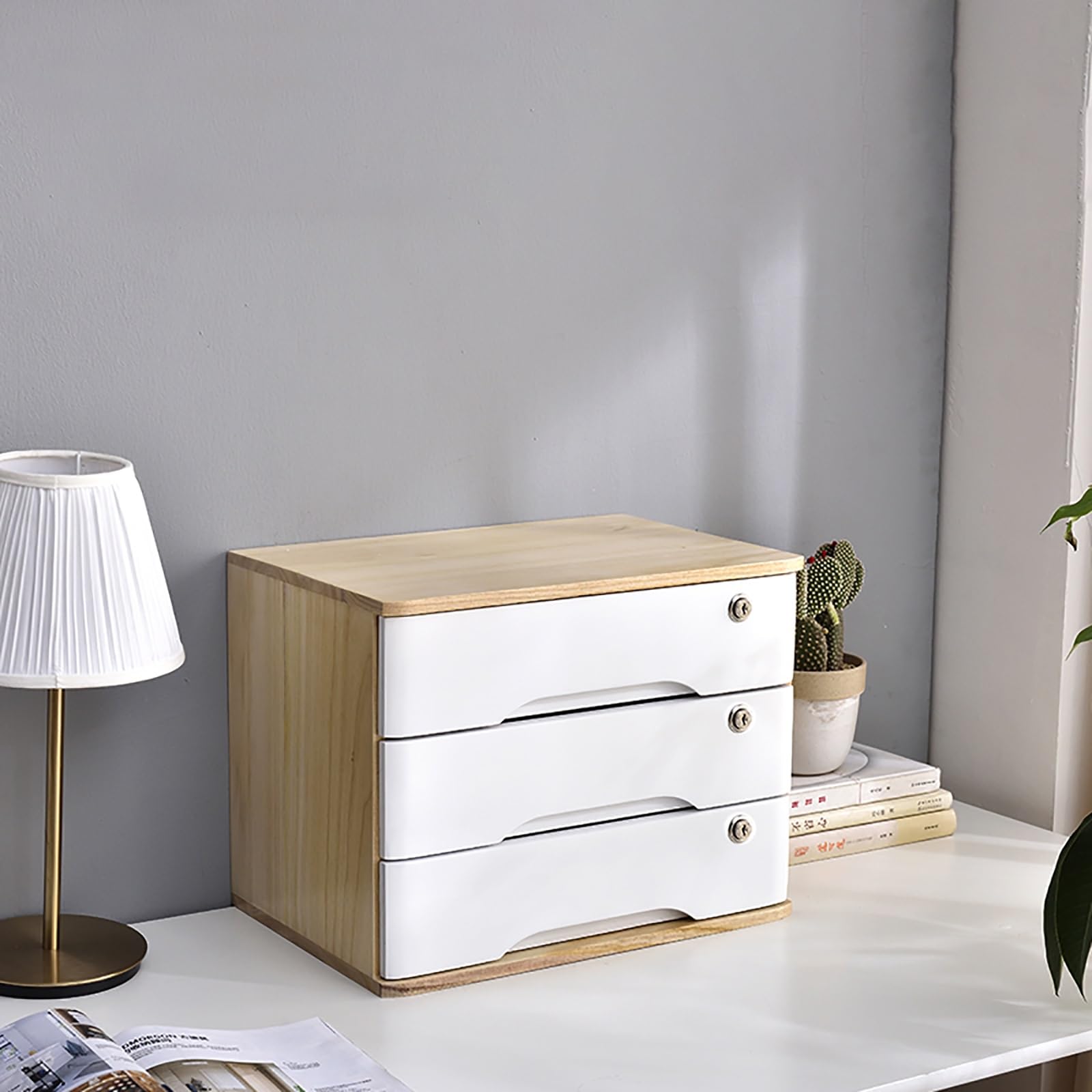 Amazon.com: Flat File Cabinet Storage,Solid Wood Storage Box,Desktop ...