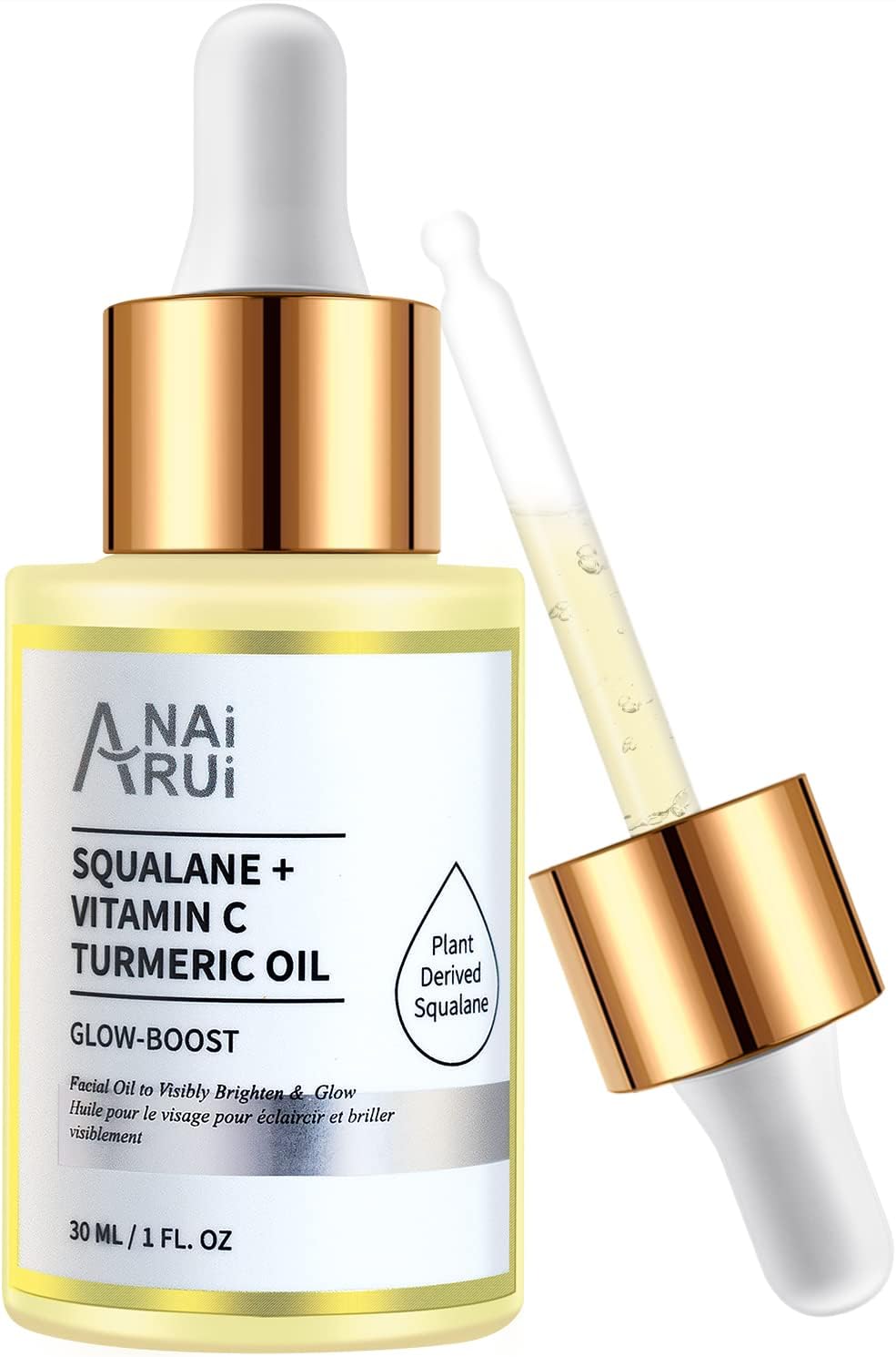 ANAiRUi Squalane Vitamin C Kurkuma-Gesichtsöl – Spendet Feuchtigkeit, verbessert die ...