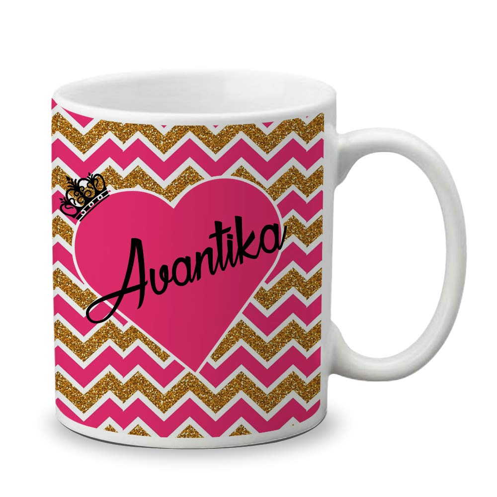Buy My Gifts Zone Avantika Name Beautiful Pink and Yellow Glitter ...