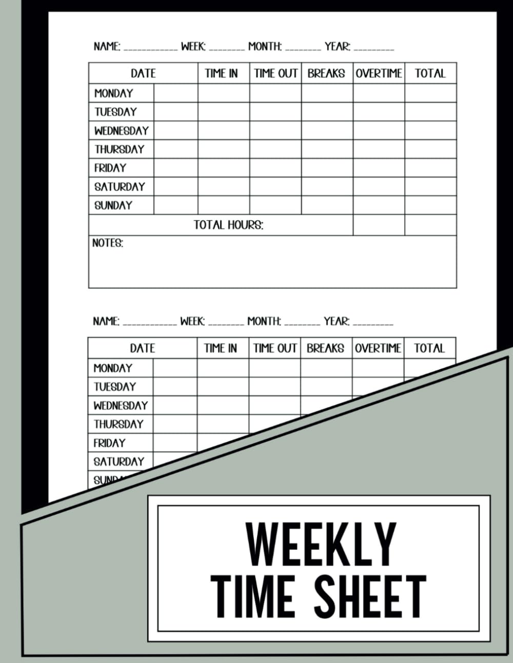 Weekly Time Sheet Log Book: Timesheet Log Book for Employees ...