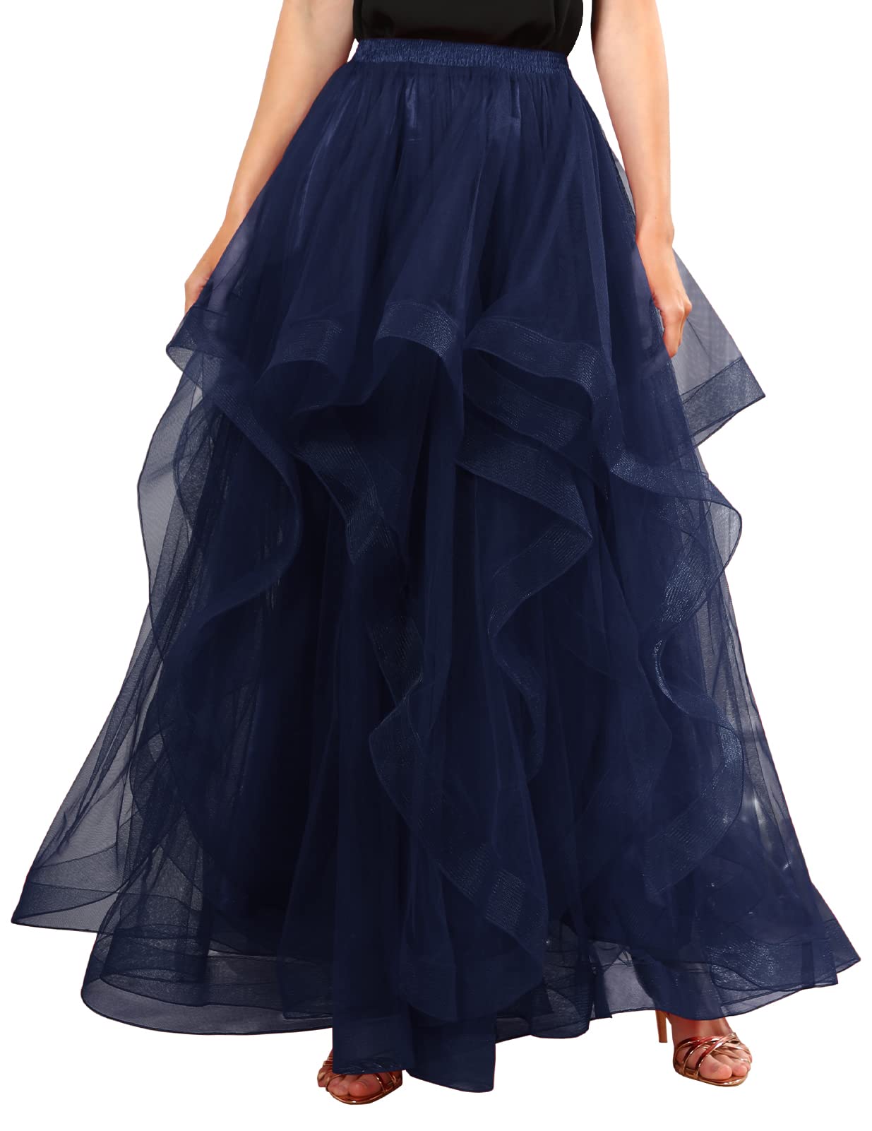 DRESSTELLS Wedding Long Tulle Skirts Womens Maxi Tutu Skirt Puffy ...