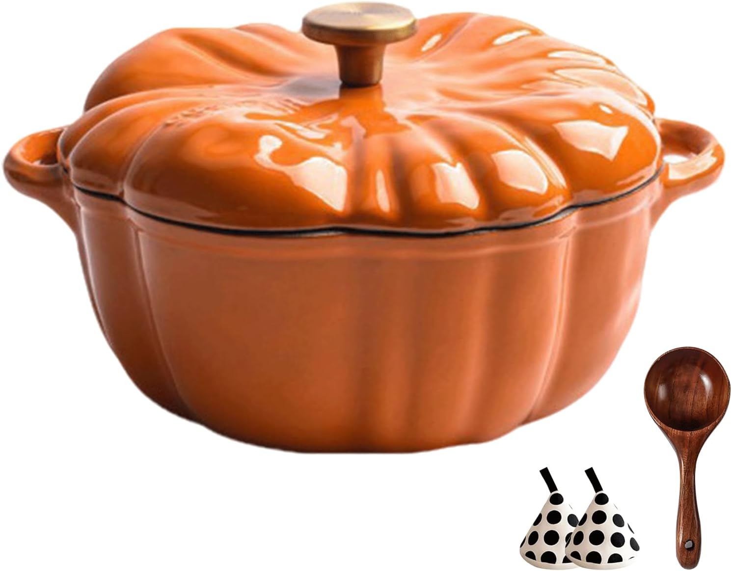 Amazon.com: Pumpkin Dutch Oven With Lid, Enameled Cast Iron Pumpkin Pan ...