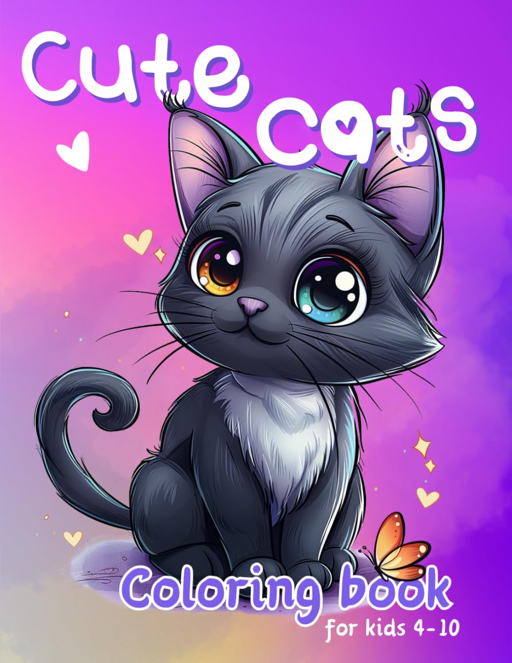Cute Cats: Coloring Book for Kids Ages 4 - 10 : 50 Kawaii Kittens | 8.5 ...