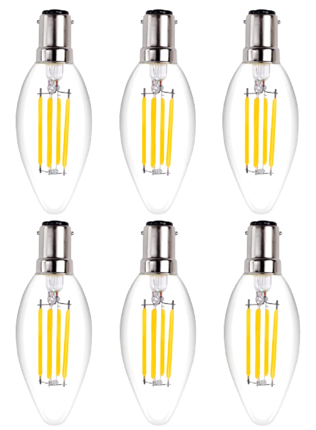 LED Candle Light Bulb B15 Vintage 6 Pack,Warm White Dimmable 2700K,Cap ...