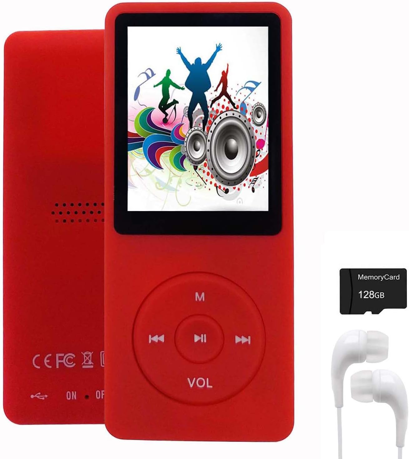 Amazon.com: 128GB MP3 Player with Bluetooth 5.2, Portable Red Music ...