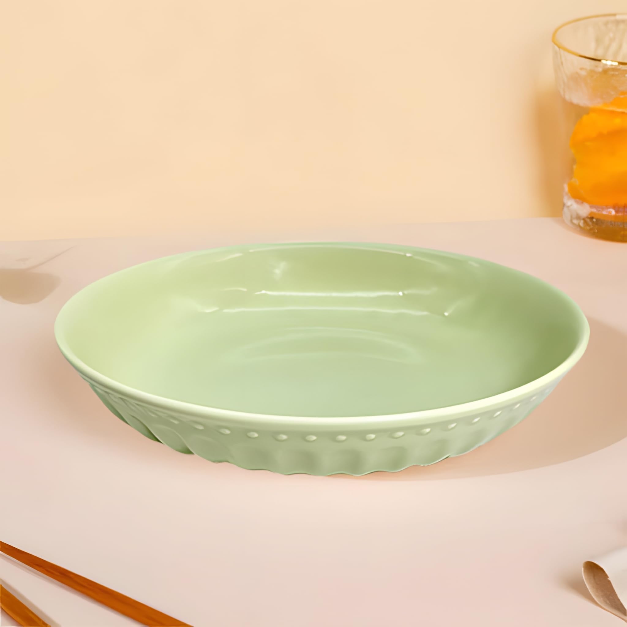 Lemon Tree Ceramic Big 20 cm Round Deep Salad/Pasta/Snack Serving Plate ...