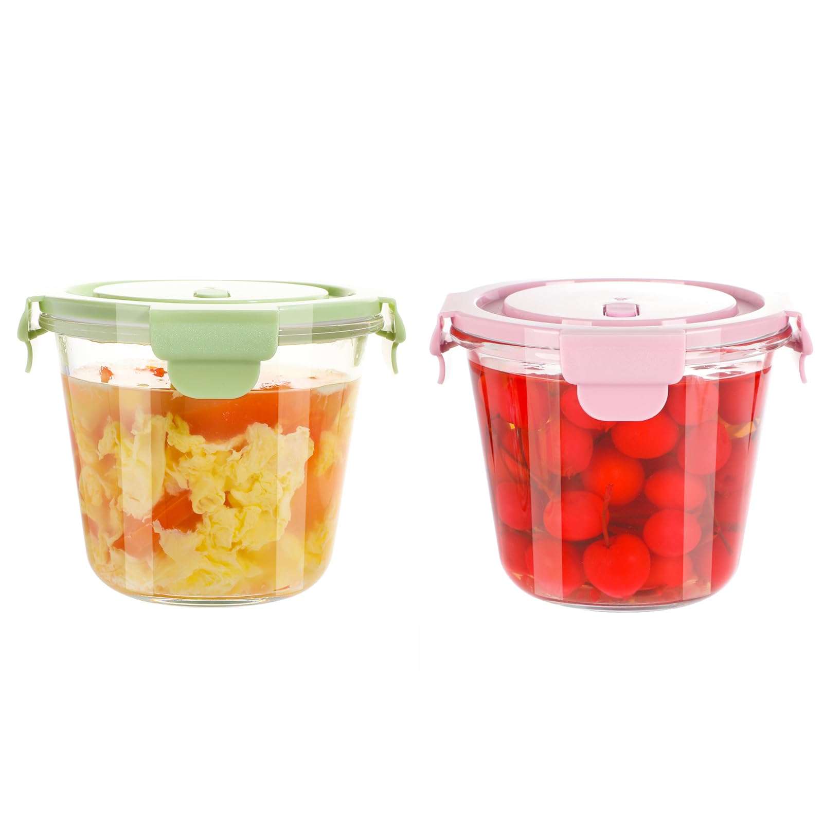 Amazon.com: 3-Cup/24 Ounce Glass Food Storage Containers, Round Glass ...