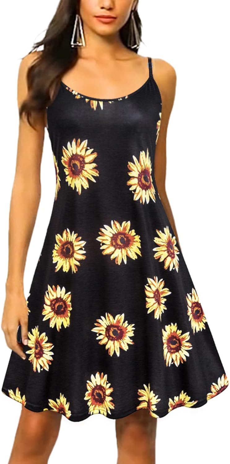 Tanst Sky Womens Sleeveless Adjustable Strappy Sundress Summer Beach ...