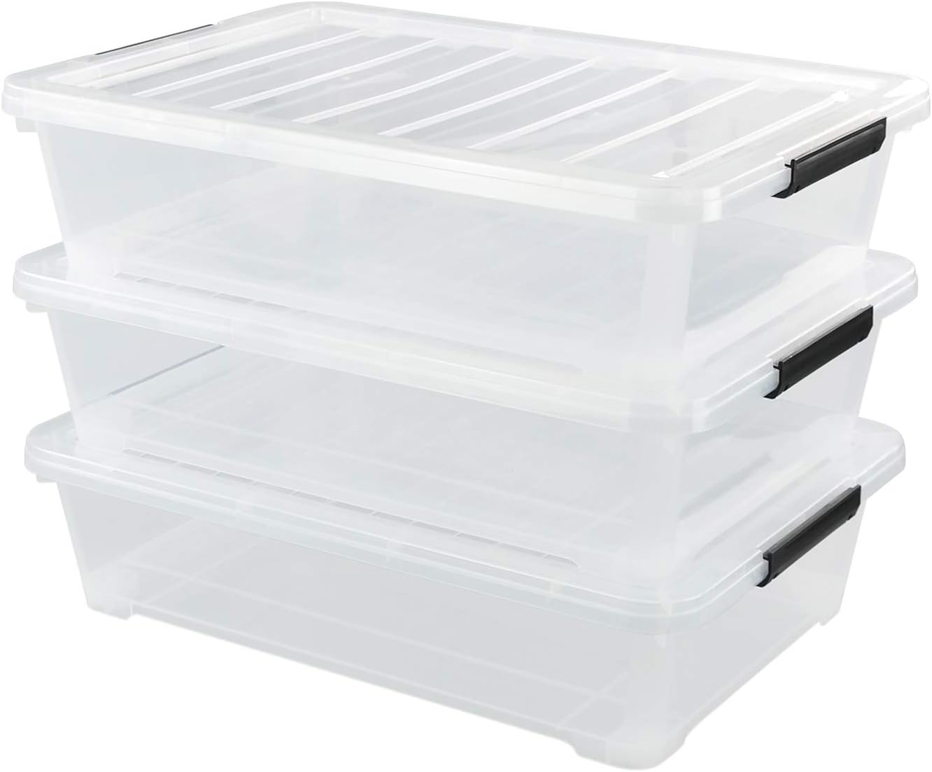 Amazon.com: Teyyvn 3-Pack Clear Plastic Under Bed Storage Boxes, 40 ...