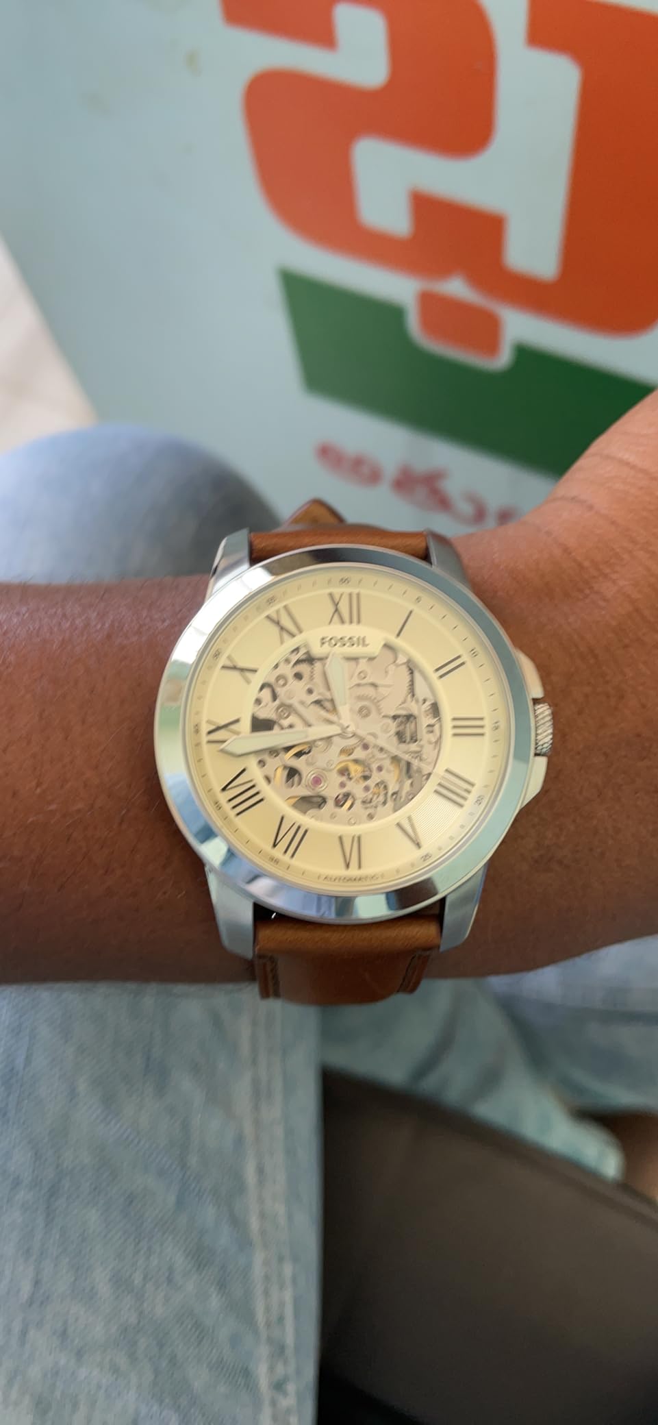 Buy Fossil Men Leather Grant Analog Off-White Dial Watch-Me3099, Band ...