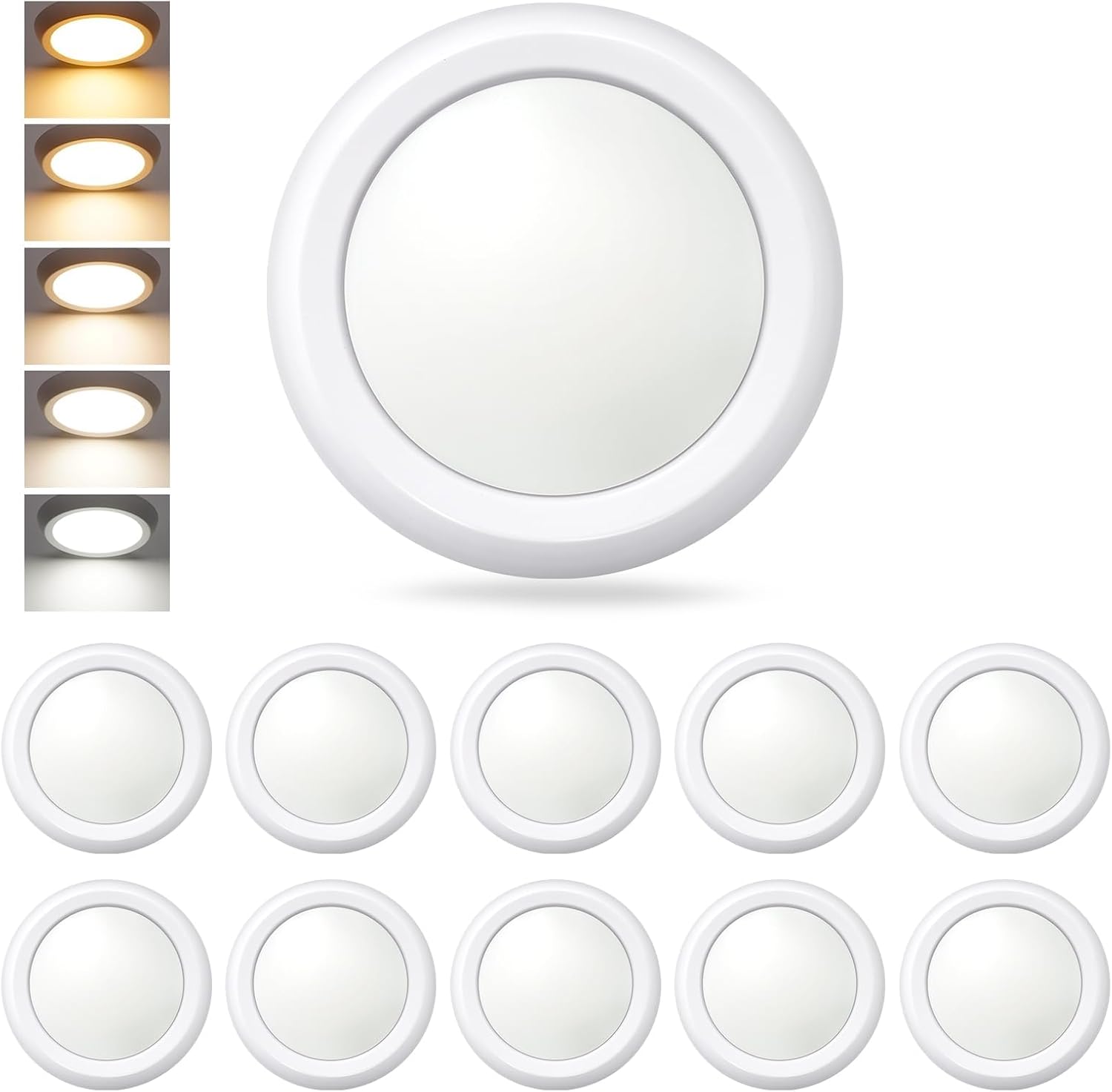 10 Pack LED Disk Lights - 5/6 Inch, Dimmable Flush Mount Ceiling Lights ...