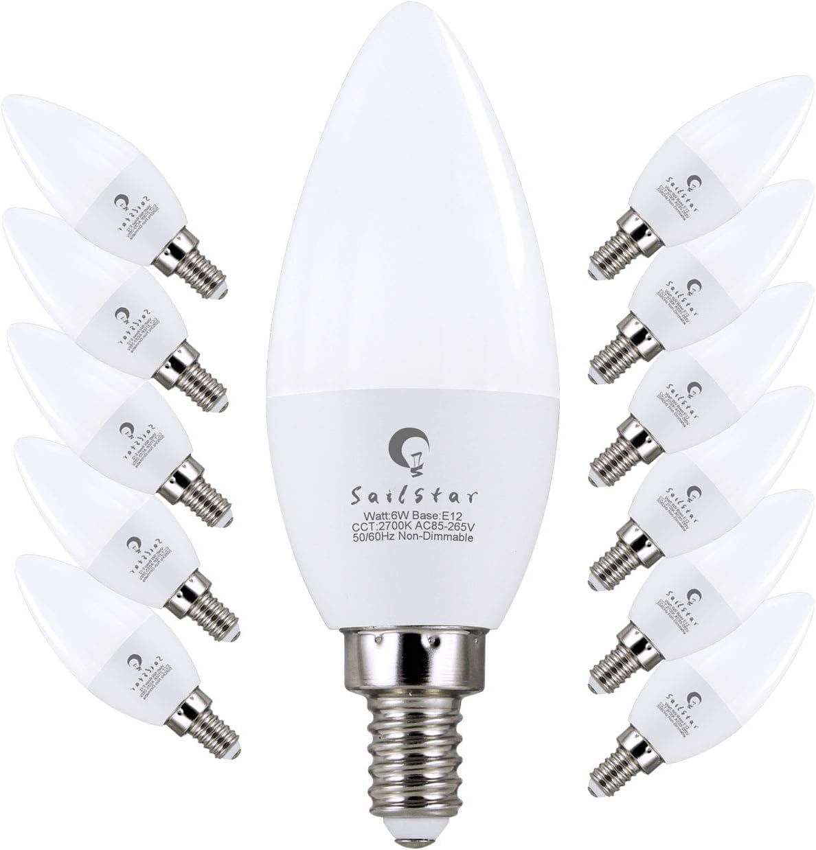 Sailstar Candelabra LED Bulb 6W, Daylight 5000K, 600 Lumen Torpedo ...