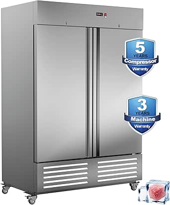 Amazon.com: 54"W 2 Door Commercial Freezer Stainless Steel Fan Cooling ...