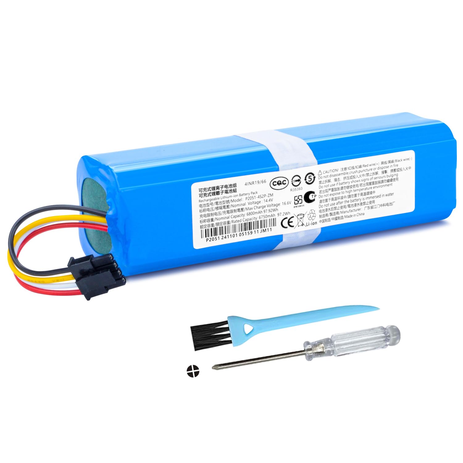 Amazon.com: 6800mAh Replacement Battery for Xiaomi Roborock S50 S51 S52 ...