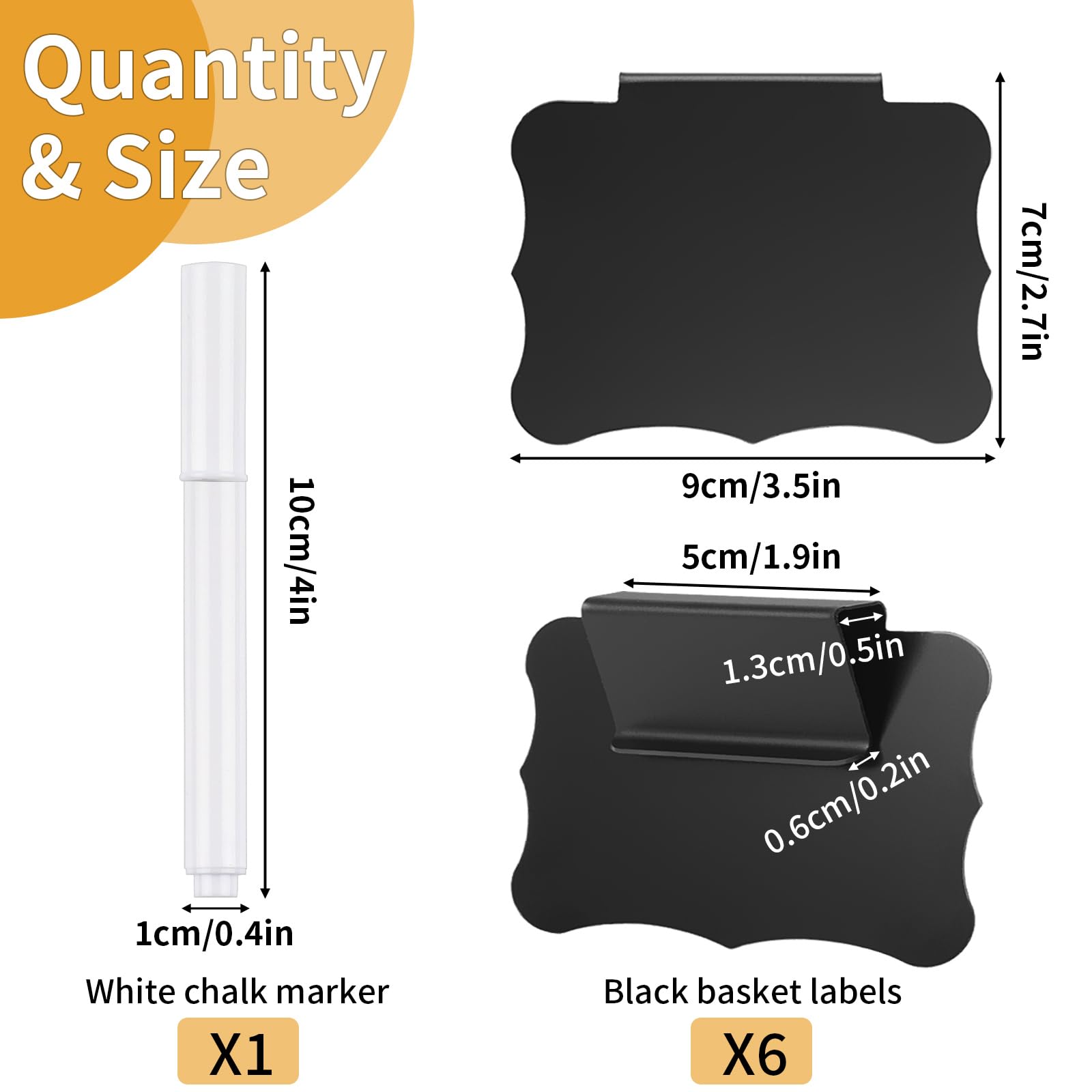 Snapklik.com : 6 Pcs Basket Labels For Storage Bins, Black Removable ...