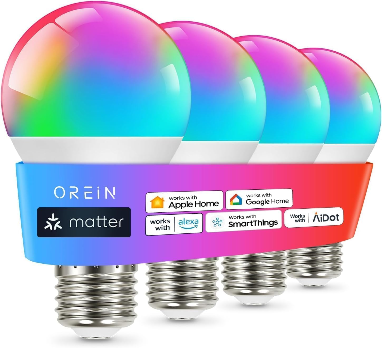 XFOX Matter Smart Color Changing Light Bulbs, E12, 2.4G WiFi, HomeKit ...