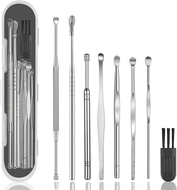 Hion 8 Pcs Ear Wax Removal Kit,Ear Pick Earwax Removal Tools,316L ...