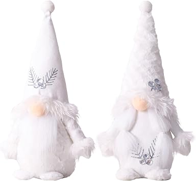 Amazon.com: 2PCS White Christmas Gnomes Plush Winter Gnomes Decorations ...