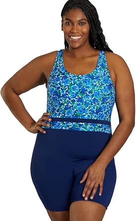 Amazon.com: Sporti Plus Size Women Boyleg One Piece Swimsuit Hydrolast ...