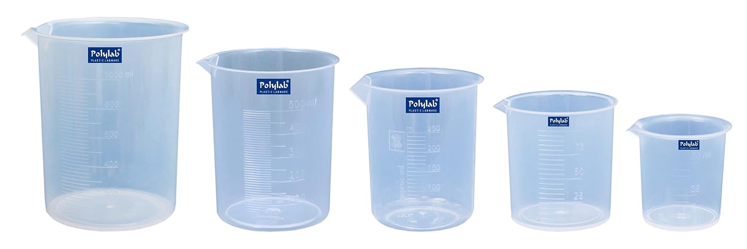 Buy Polylab Plastic Science Beaker Measuring Cup with Combo Pack Set of ...