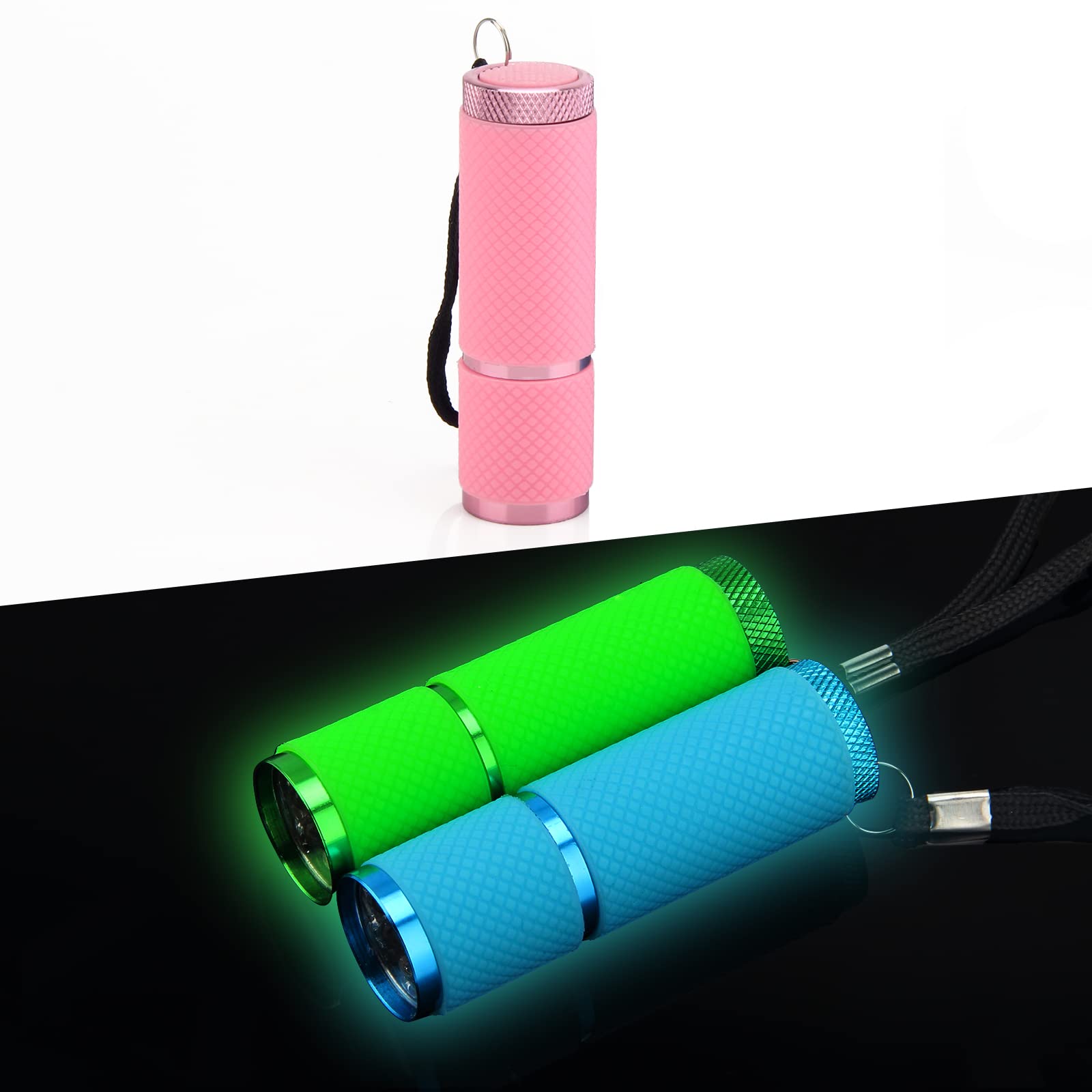 AHIER 9 LED Glow in Dark Flashlights, 3 Pack Rubber Coated Flashlights ...
