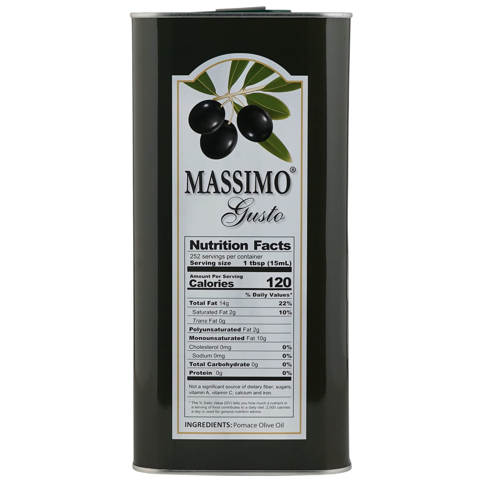 Massimo Gusto - Pomace Olive Oil - 1 Gallon Tin Can (128 FL OZ): Buy ...