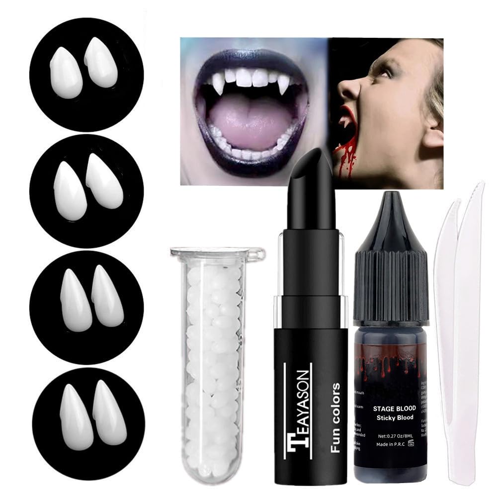 Amazon.com : Go Ho Vampire Fangs Teeth and Fake Blood Makeup,Sticky ...