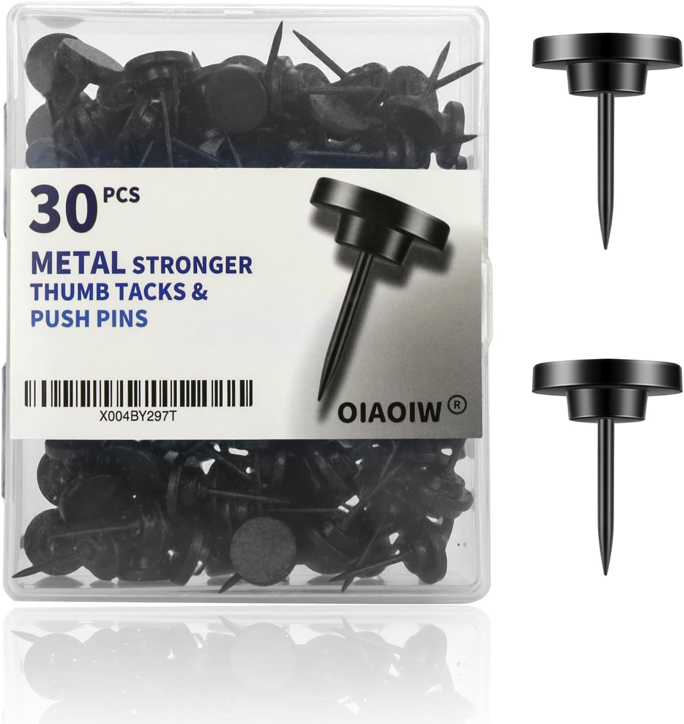 Amazon.com: 30 PCS Metal Black Push Pins for Wall Clear Thumb Tacks for ...