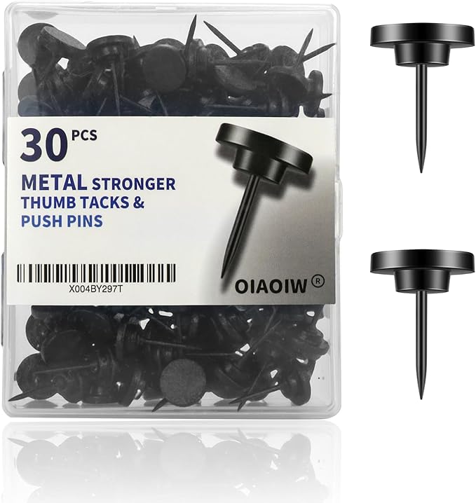 Amazon.com: 30 PCS Metal Black Push Pins for Wall Clear Thumb Tacks for ...