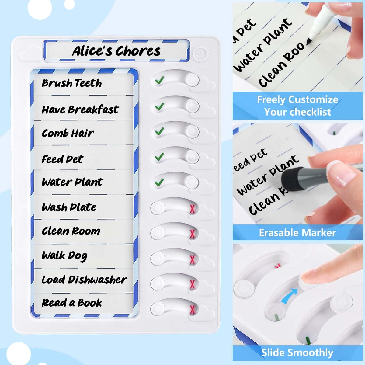 Snapklik.com : CUALFEC Chore Chart For Kids To Do List Checklist Board ...