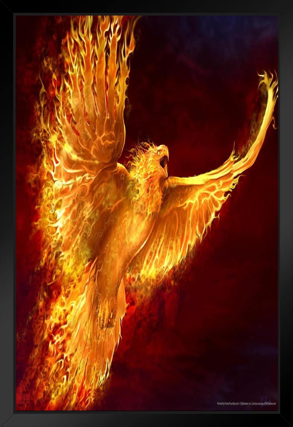 Amazon.com: Laminated Phoenix Rising Flaming Eagle by Tom Wood Fantasy ...