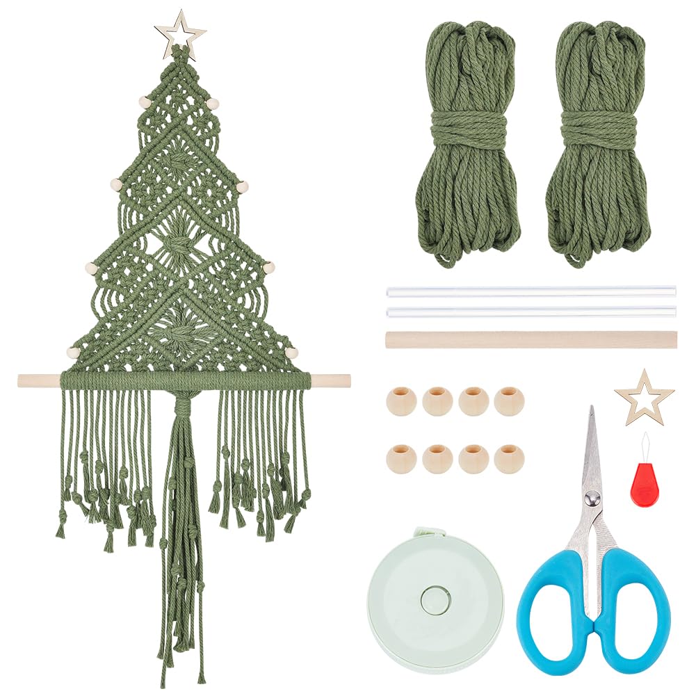 Amazon.com: ACRNIGHEET DIY Macrame Christmas Tree Kit Handmade Green ...