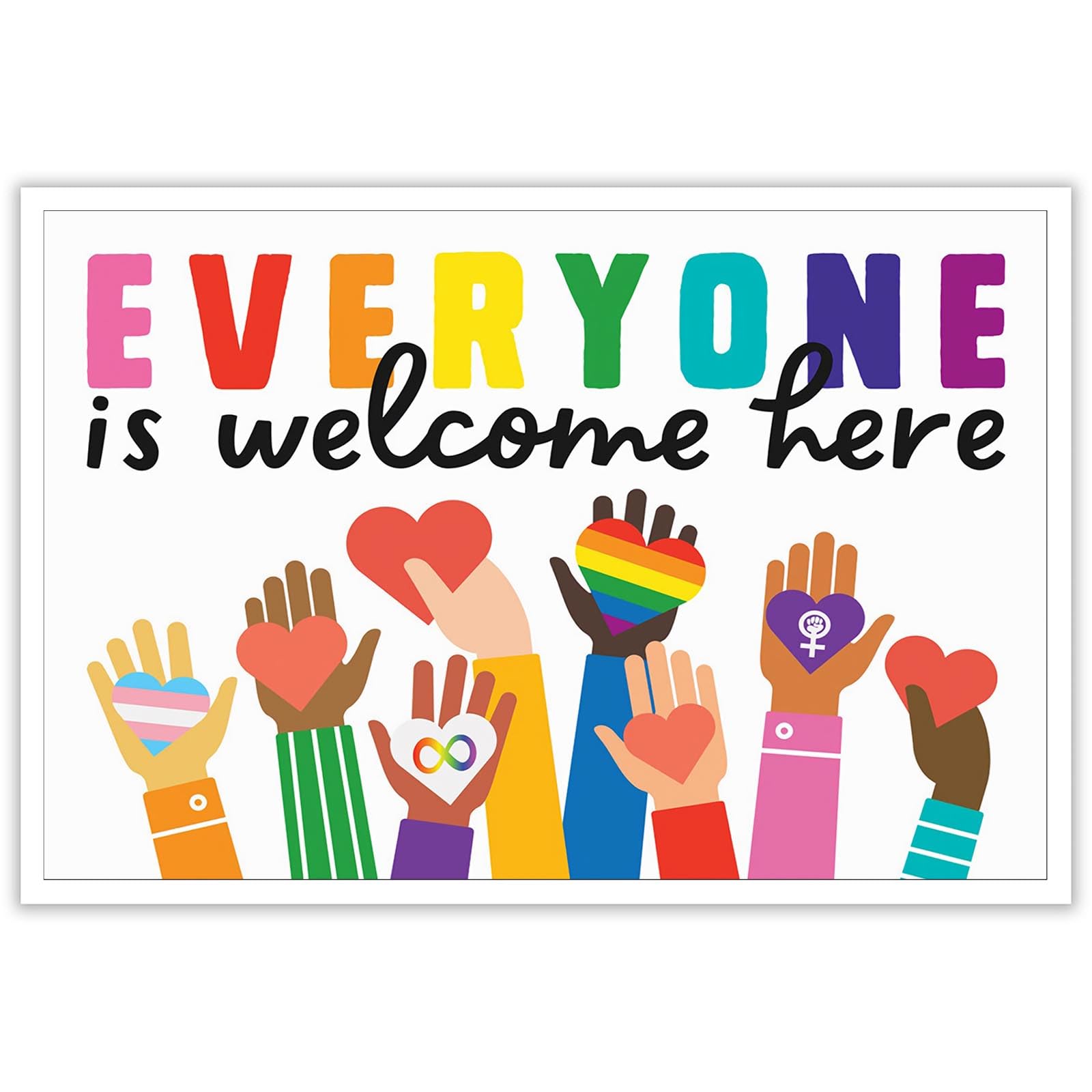 Amazon.com: Rubeoxn Everyone Is Welcome Here Posters Inclusion Racism ...