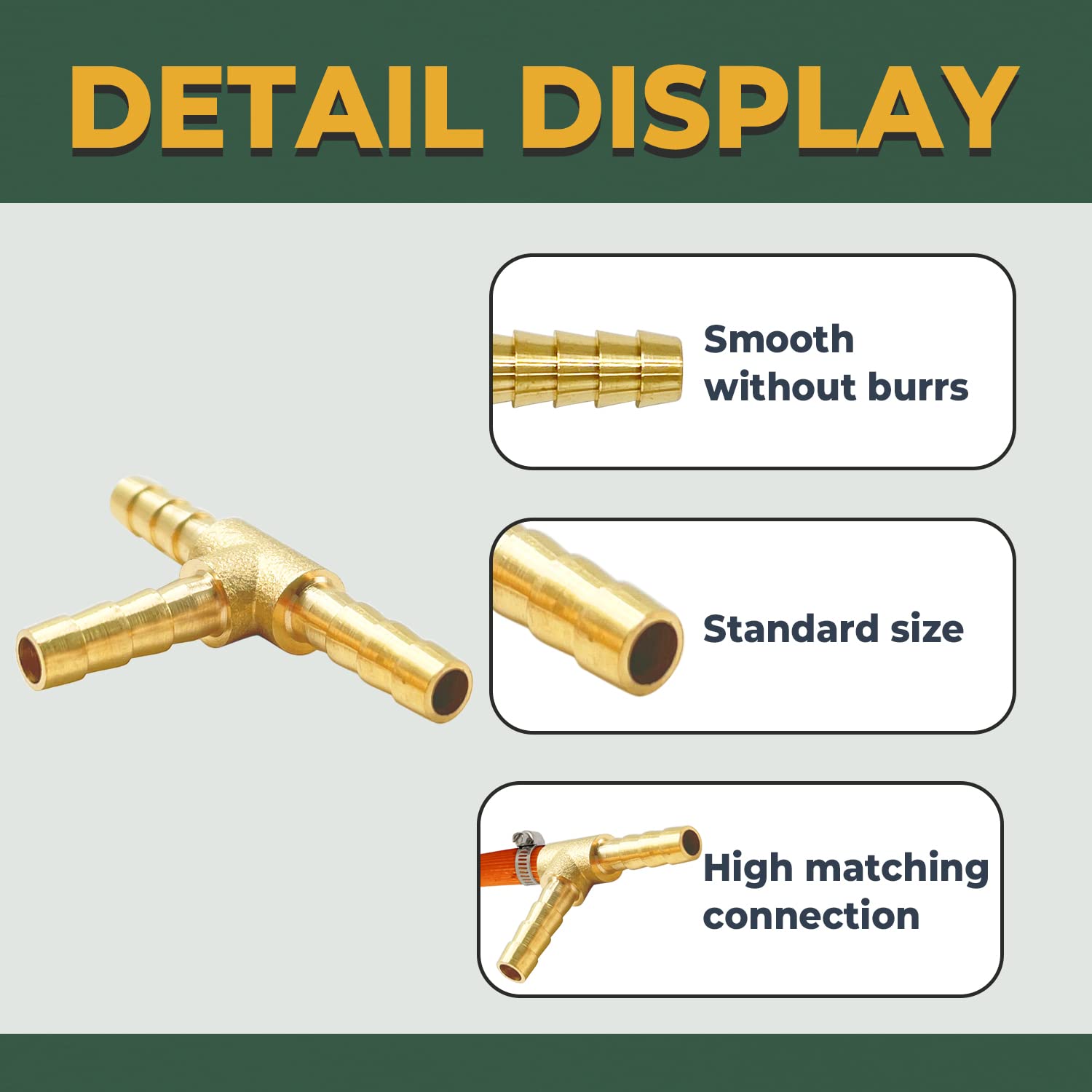 Snapklik.com : LIONMAX Brass Hose Barb Tee Fittings 3 PCS, 3 Way Union ...