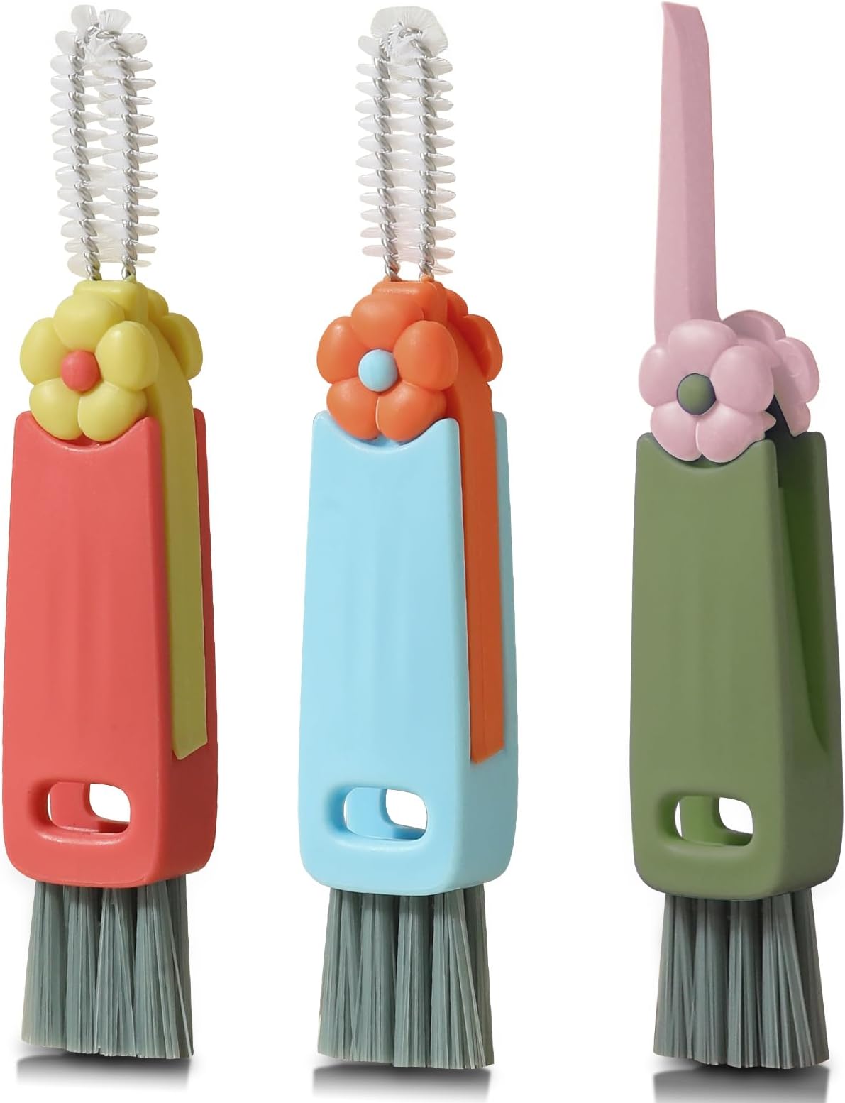 3Pcs 3 in 1 Multifunctional Cup Cleaning Brush,3 in 1 Tiny Bottle Cup ...